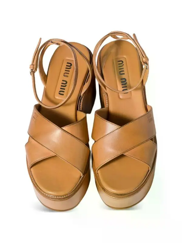 Miu Miu Leather Platform Sandals