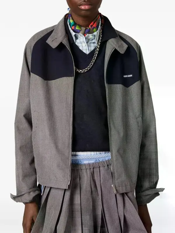 Miu Miu Gingham Check Blouson Jacket