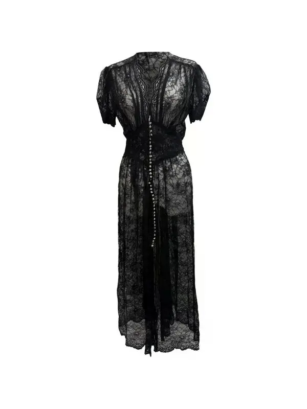 Rabanne Lace Button-down Dress - Black