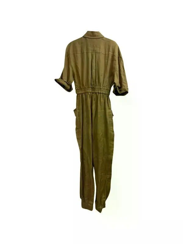 Zimmermann Belted Khaki Linen Jumpsuit