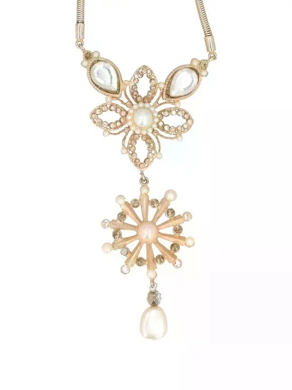 Vintage Floral Crystal-embellished Necklace