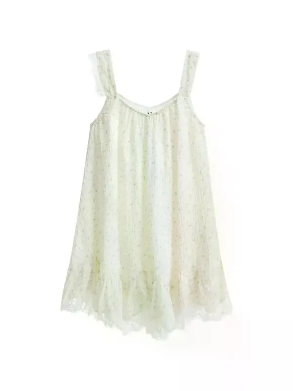 B+AB Floral Print Lace Trim Mini Dress