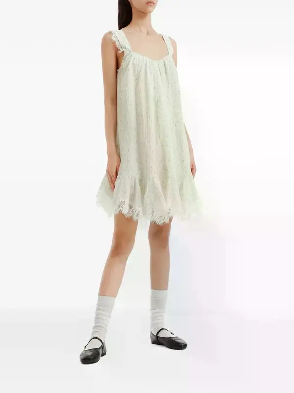 B+AB Floral Print Lace Trim Mini Dress