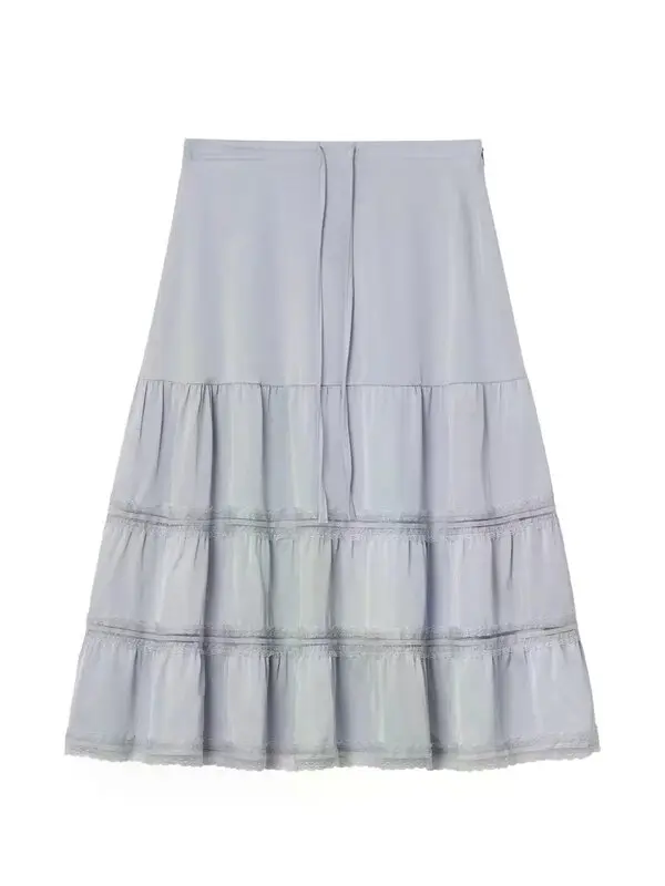 B+AB Lace-trim Tiered Midi Skirt