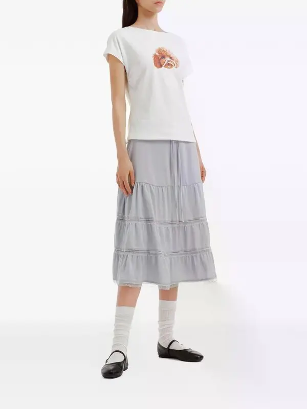 B+AB Lace-trim Tiered Midi Skirt