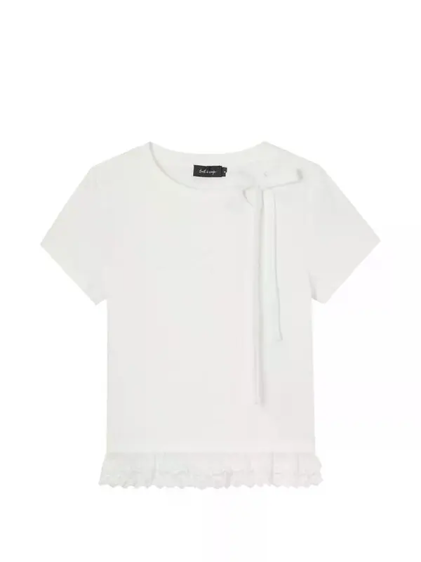 TOUT A COUP Lace-trim Tie-neck T-shirt