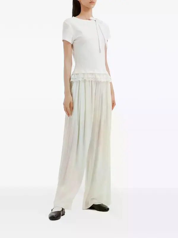 TOUT A COUP Lace-trim Tie-neck T-shirt