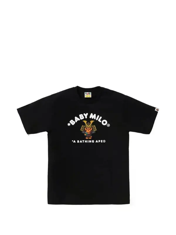 A BATHING APE Kabuto Baby Milo Graphic-print Cotton T-shirt - Black