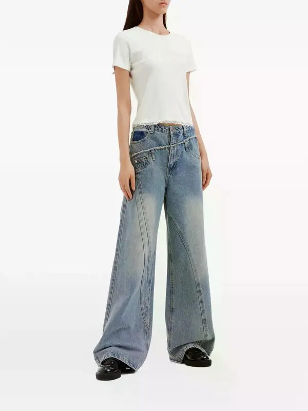 TOUT A COUP Tout À Coup Lace-trimmed Ribbed T-shirt