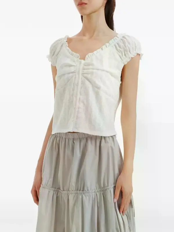 TOUT A COUP Ruched Button-up Top
