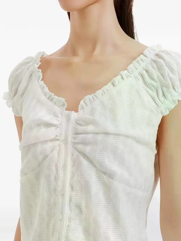 TOUT A COUP Ruched Button-up Top