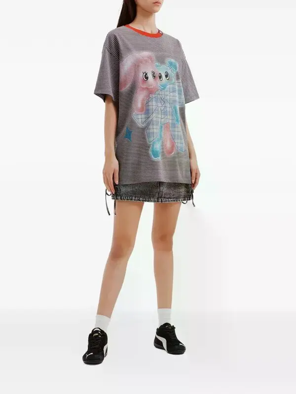 MINI CREAM Striped Graphic T-shirt