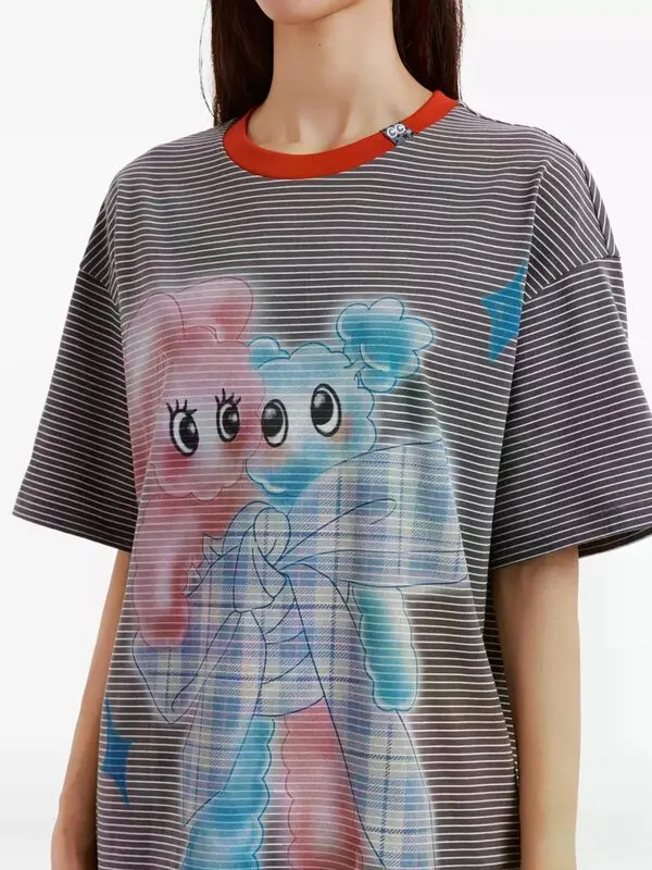 MINI CREAM Striped Graphic T-shirt