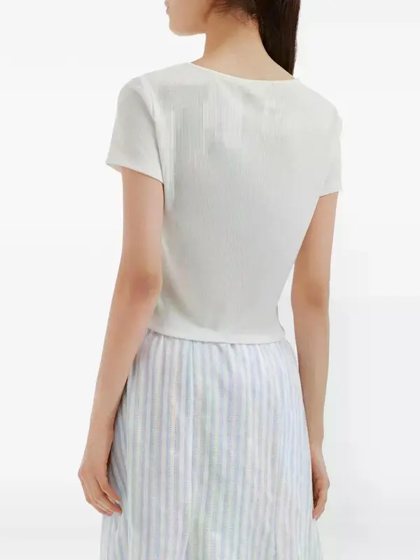TOUT A COUP Lace-trim Ribbed T-shirt