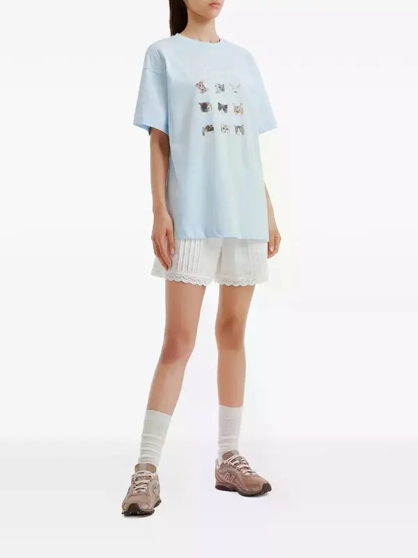 TOUT A COUP Cat Print Cotton T-shirt