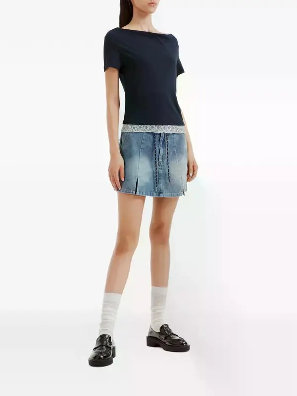 B+AB Lace-trimmed Cowl Neck T-shirt