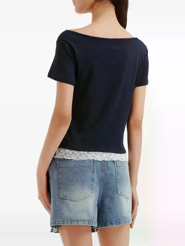B+AB Lace-trimmed Cowl Neck T-shirt
