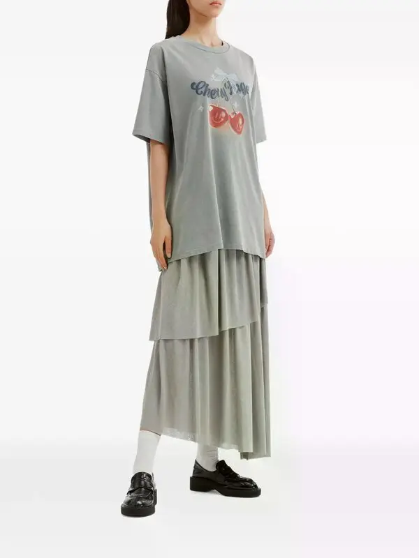 B+AB Tiered Asymmetric Midi Skirt - Grey
