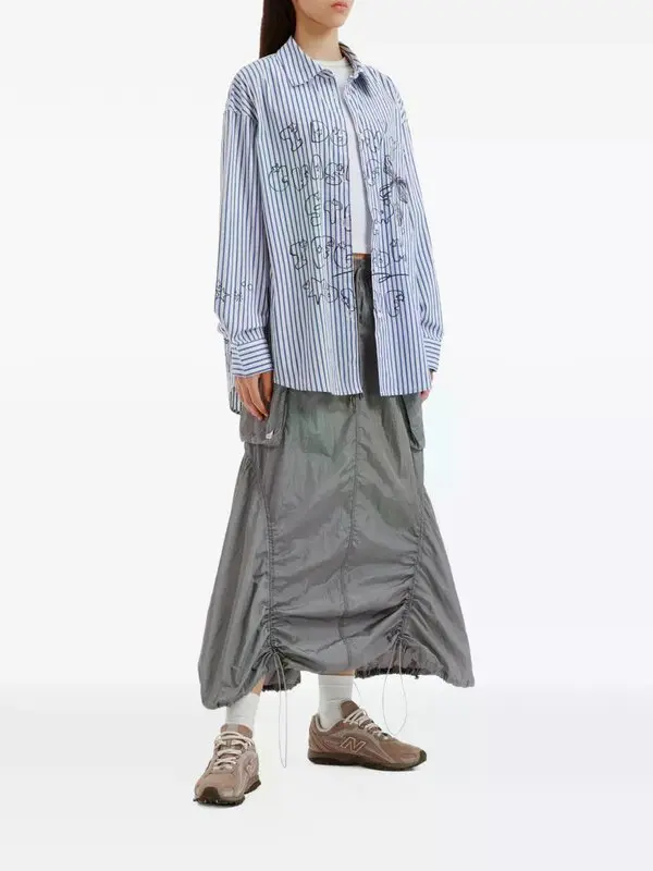 MINI CREAM Striped Graphic Print Shirt