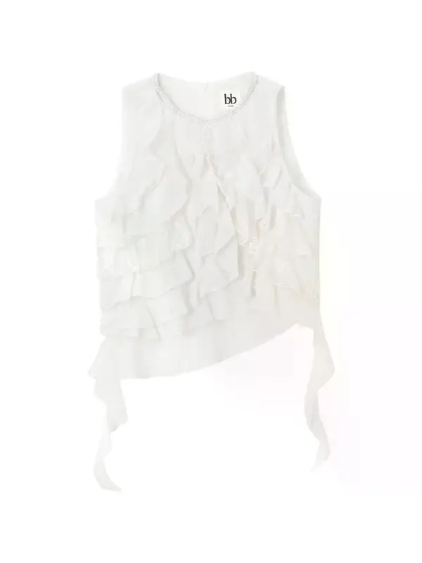 B+AB Ruffled Lace-trim Blouse