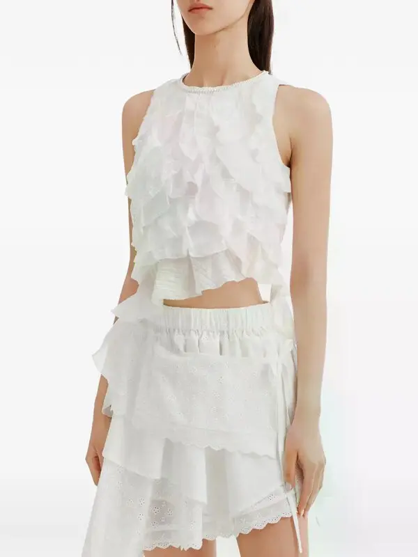 B+AB Ruffled Lace-trim Blouse
