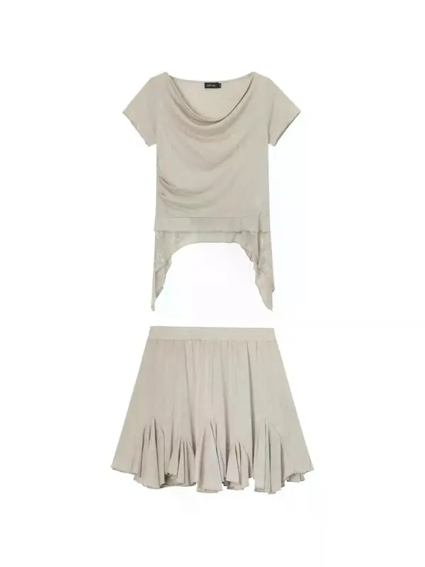TOUT A COUP Ruffled Lace-trim Mini Dress