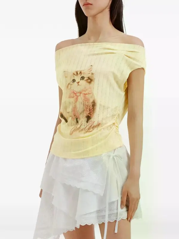 B+AB Graphic-print Ruched T-shirt
