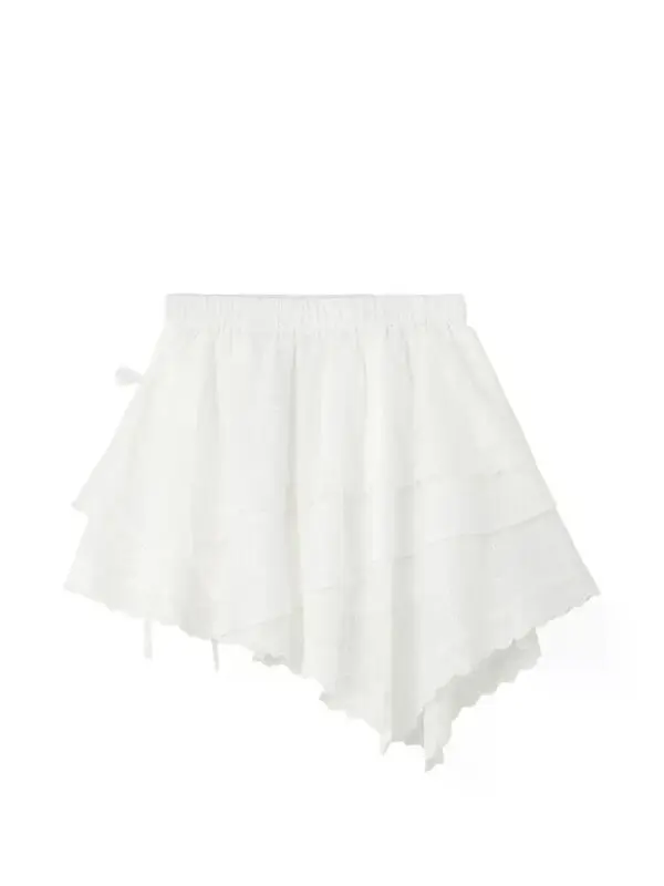 B+AB Tiered Broderie Anglaise Cotton Mini Skirt - White