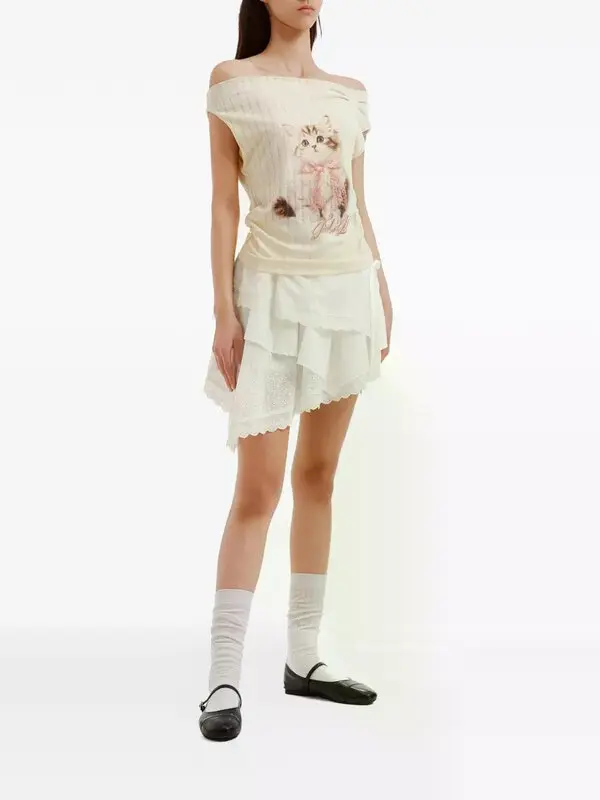B+AB Tiered Broderie Anglaise Cotton Mini Skirt