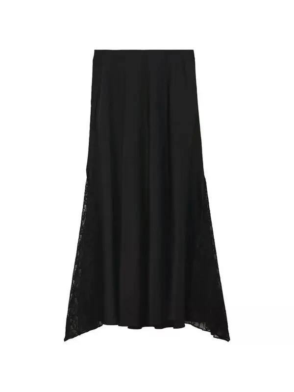 TOUT A COUP Lace Insert Asymmetric Skirt - Black