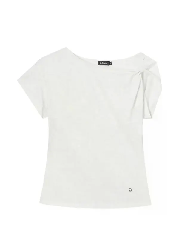 TOUT A COUP Knot-detail Asymmetric Neck T-shirt - Grey