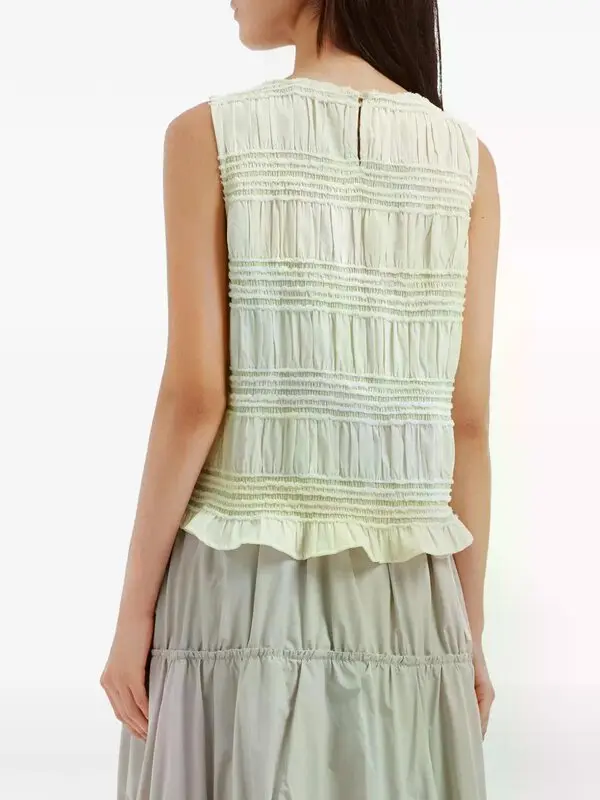 TOUT A COUP Shirred Ruffled Blouse