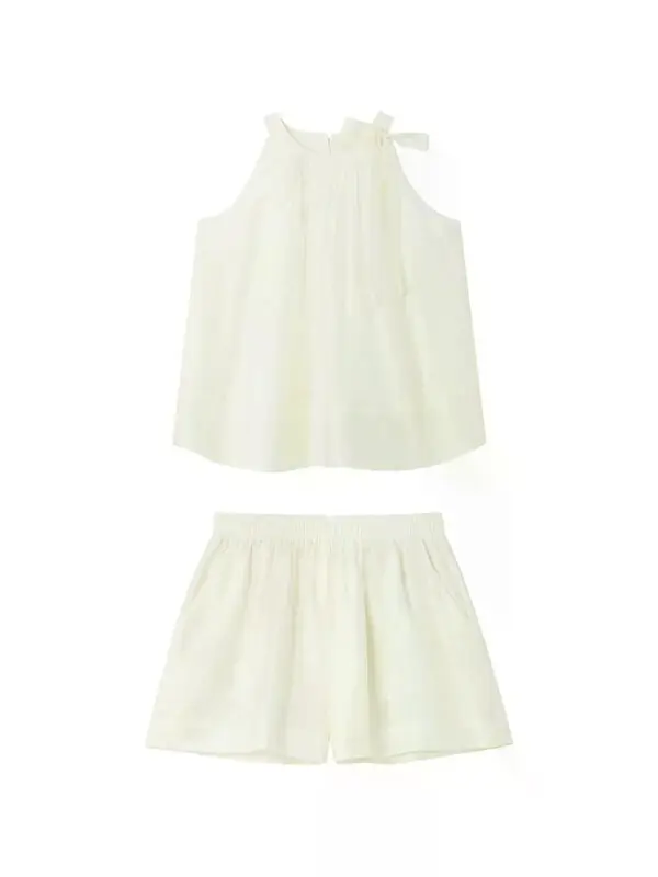 B+AB Bow Detail Sleeveless Blouse And Shorts Set