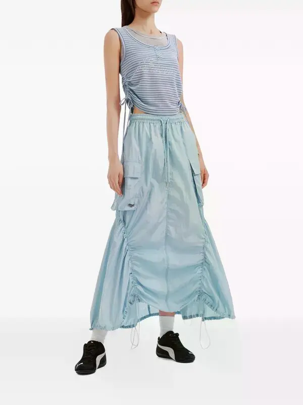 MINI CREAM Cargo Drawstring Maxi Skirt