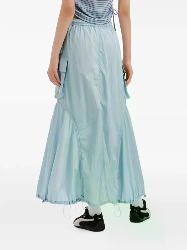 MINI CREAM Cargo Drawstring Maxi Skirt