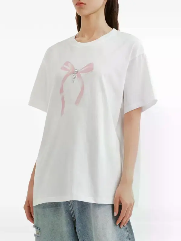 TOUT A COUP Bow-print Crystal-embellished T-shirt
