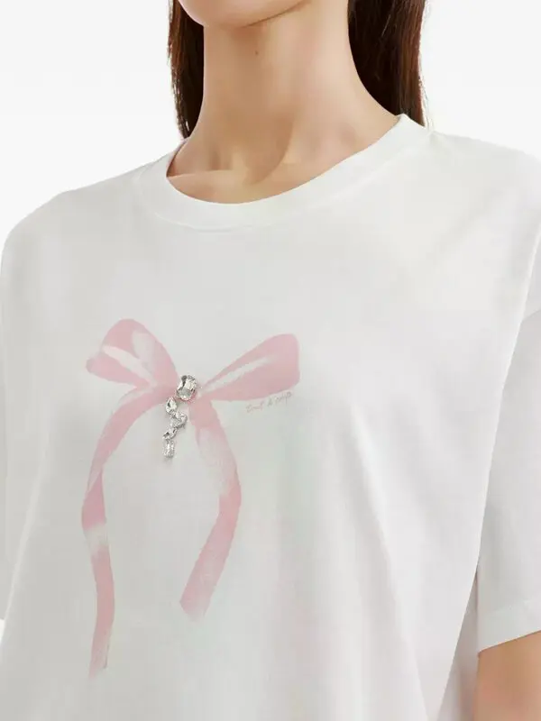 TOUT A COUP Bow-print Crystal-embellished T-shirt