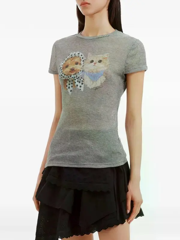 B+AB Ribbed Graphic Print T-shirt