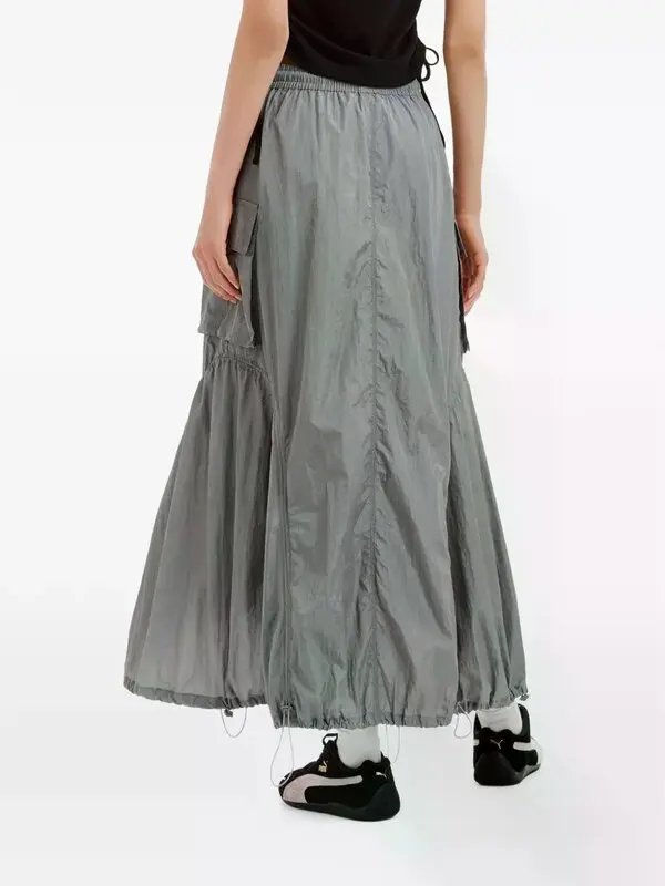 MINI CREAM Drawstring Hem Cargo Maxi Skirt