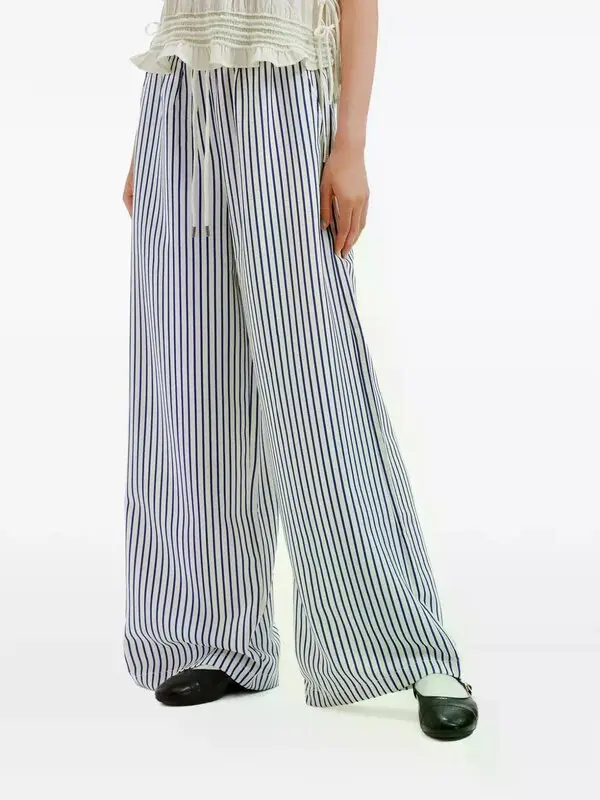 TOUT A COUP Striped Drawstring-waist Wide-leg Trousers