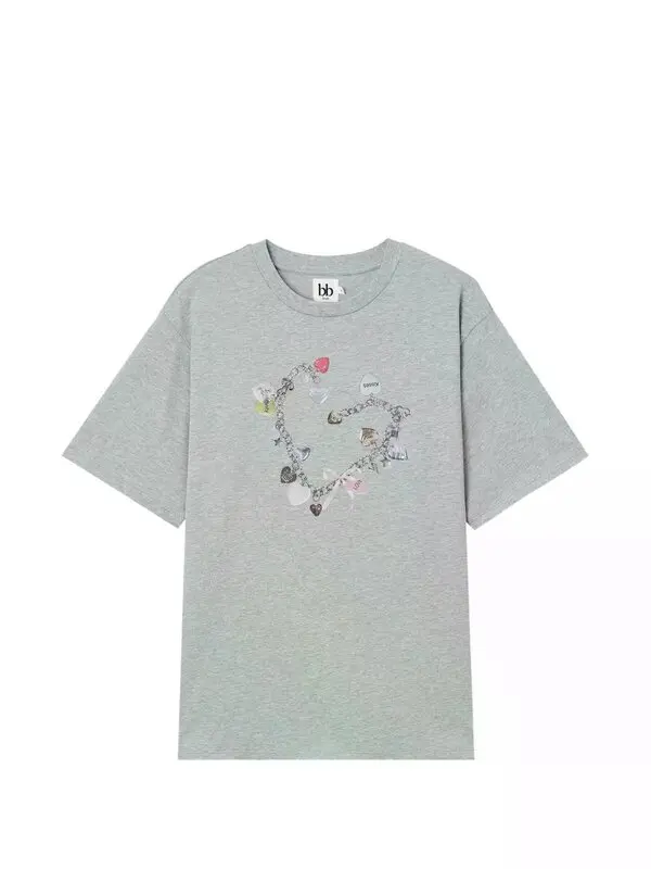 B+AB Heart Print T-shirt - Grey