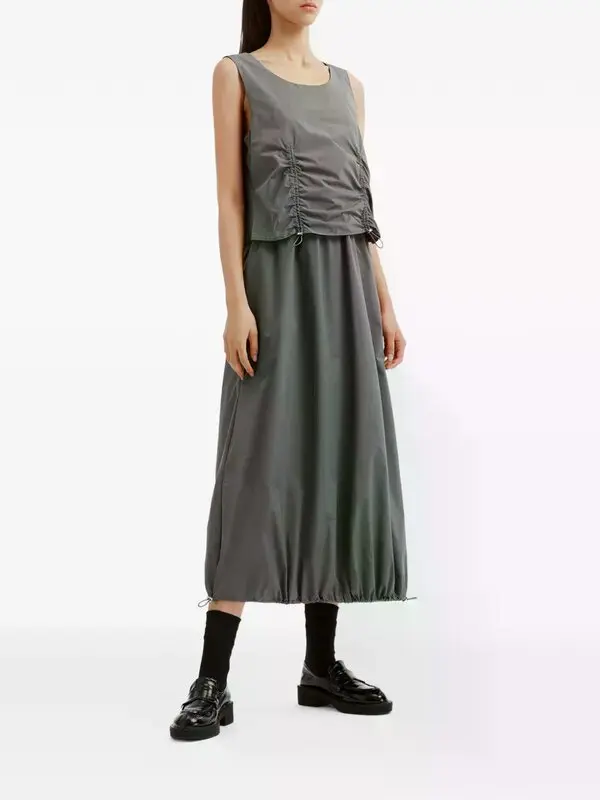 TOUT A COUP Ruched Drawstring Dress - Grey
