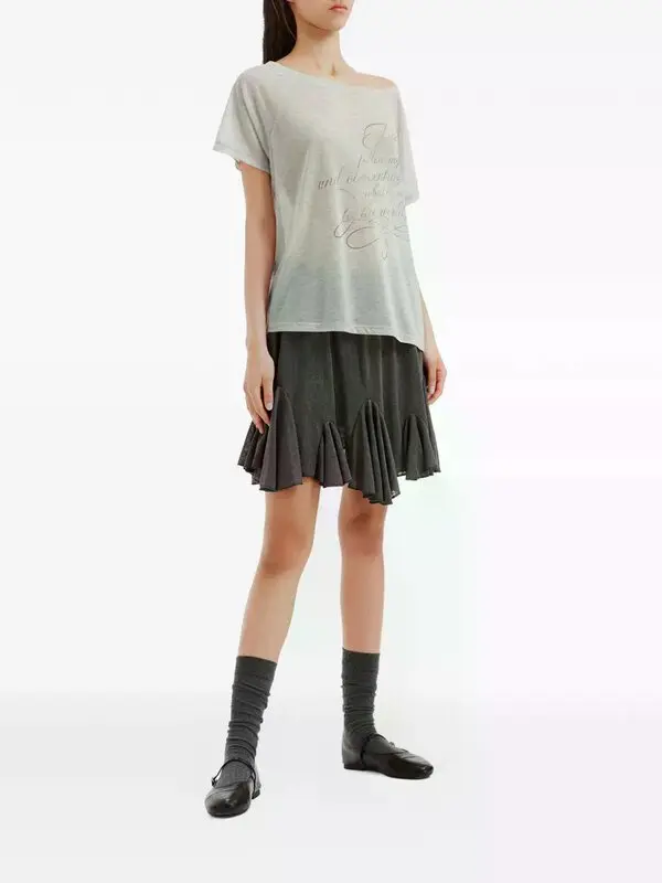 TOUT A COUP Slogan-print Off-shoulder T-shirt