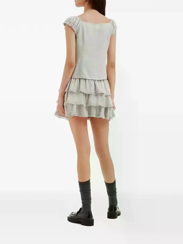 B+AB Tiered Ruffle Blouse And Mini Skirt Set