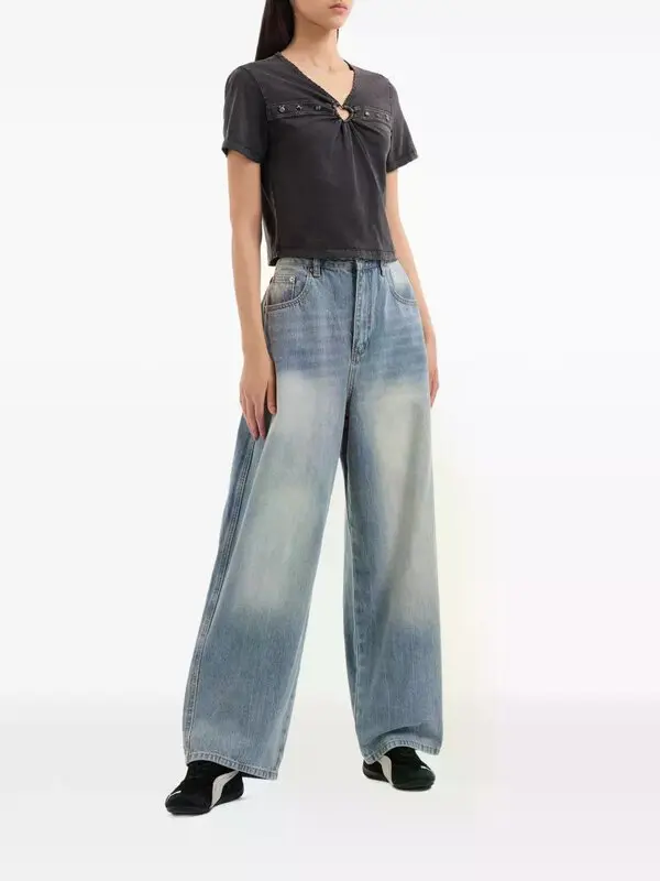 MINI CREAM Faded Wing-print Jeans
