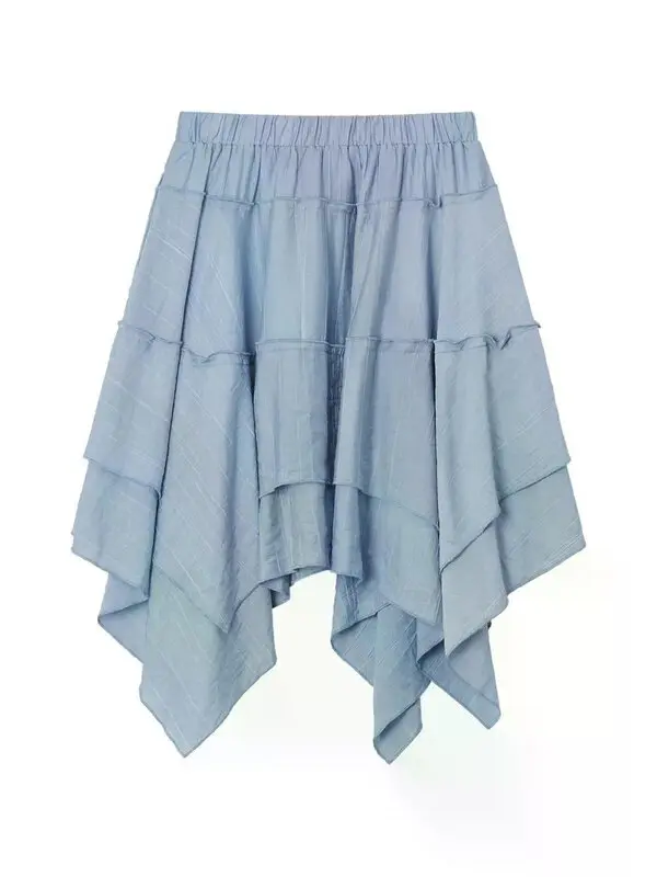 B+AB Tiered Asymmetric Short Skirt - Blue