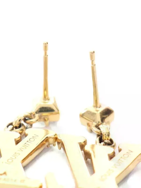 LOUIS VUITTON Rhinestone Embellished Logo Earrings