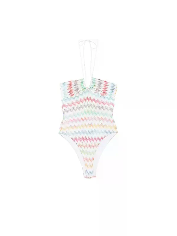 Missoni Zigzag-knit Halterneck Swimsuit