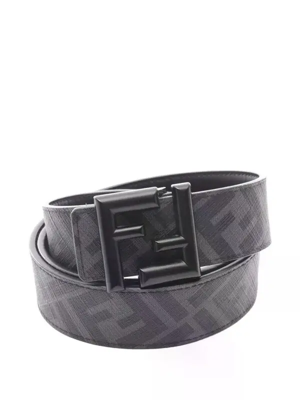Fendi Ff Square Reversible Leather Belt - Black
