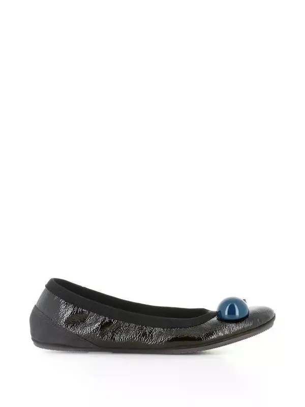 DOVE NUOTANO GLI SQUALI Embellished Patent-leather Ballet Flats - Brown